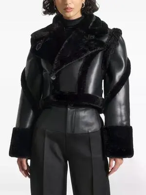 Manière De Voir Faux-leather & Plush Jacket With Detachable Sleeves