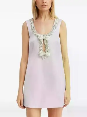 SELF-PORTRAIT Crystal-embellished Bow Mini Dress - Pink