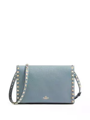 Valentino Garavani Small Rockstud Grained Leather Shoulder Bag - Blue
