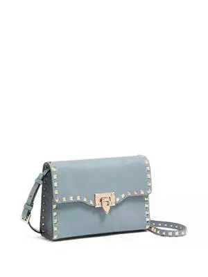 Valentino Garavani Small Rockstud Grained Leather Shoulder Bag - Blue