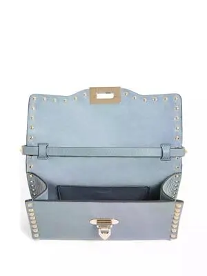 Valentino Garavani Small Rockstud Grained Leather Shoulder Bag - Blue