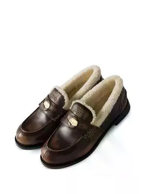 Miu Miu Saddle-strap Leather Loafers