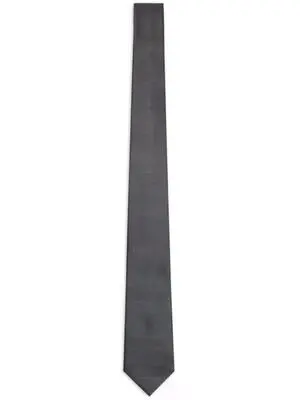 Emporio Armani Embroidered Silk Neck Tie - Grey