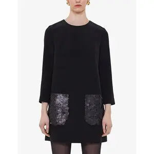 JOSEPH Bixio Embellished-pocket Satin Mini Dress - Black