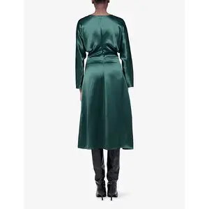 LEEM Batwing Sleeve Satin Maxi Dress