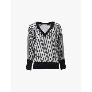 LEEM Argyle-mesh Textured Knitted Jumper