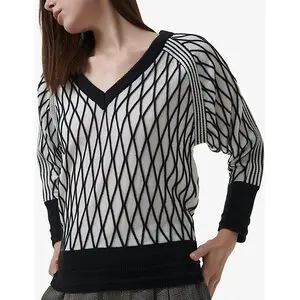 LEEM Argyle-mesh Textured Knitted Jumper