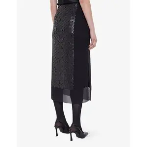 JOSEPH Sequin-embellished Chiffon Midi Skirt - Black