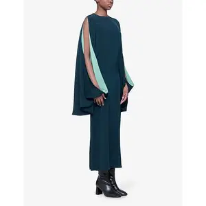 LEEM Cut-out Contrast-sleeve Woven Kaftan Dress