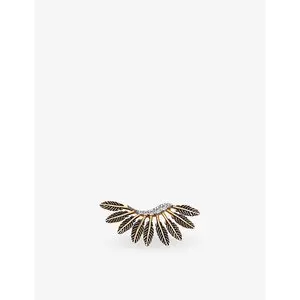 Kismet By Milka Feather Arc Diamond Stud Earring - Yellow Gold