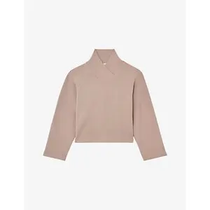 REISS Stretch-jersey Jumper - Taupe Neutral