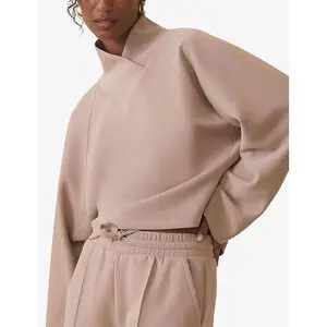REISS Stretch-jersey Jumper - Taupe Neutral