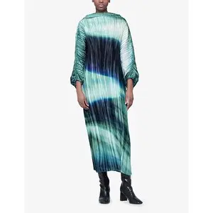 LEEM Printed Plisse Batwing Woven Maxi Dress