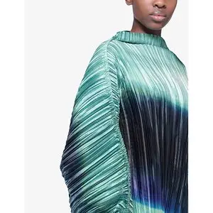 LEEM Printed Plisse Batwing Woven Maxi Dress