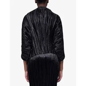 LEEM Plisse Batwing Woven Top - Black