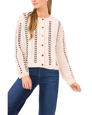 CECE DUPRAZ Cable Knit Ribbon Cardigan