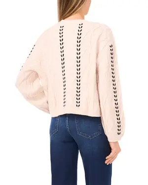 CECE DUPRAZ Cable Knit Ribbon Cardigan
