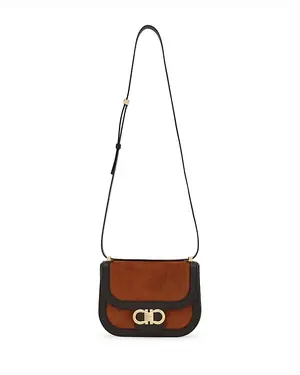 FERRAGAMO Double Gancini Mini Crossbody Bag - Natural