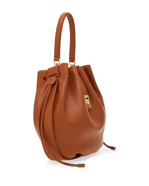 FERRAGAMO Hug Buckle Leather Bucket Bag - Natural