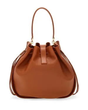 FERRAGAMO Hug Buckle Leather Bucket Bag - Natural