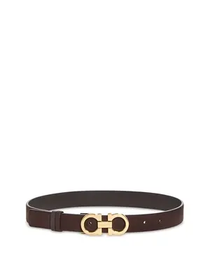 FERRAGAMO Gancini Nubuck Leather Belt - Testa Di Moro