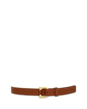 FERRAGAMO Gancini Leather Belt - Natural