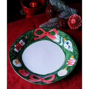 LA GABBIANELLA Natale Round Serving Platter, Ornaments