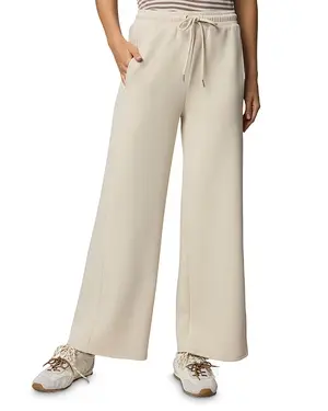 Splendid Scubasoft Wide Leg Pants - Pale Oak Heather