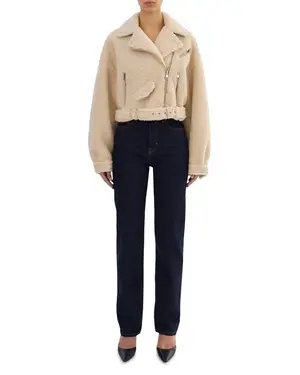LAMARQUE Cropped Sherpa Biker Jacket