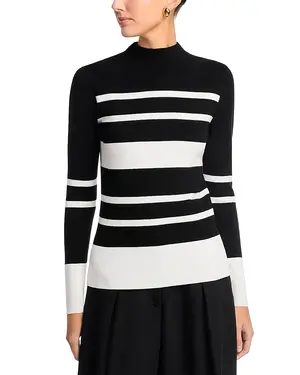Elie Tahari The Clio Striped Sweater - Noir/sky White Stripes