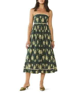 EDDY Mimi Strapless Floral Midi Dress