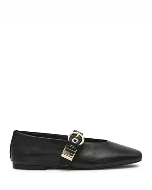 Steve Madden Lucia Mary Jane Ballet Flats - Black Leather