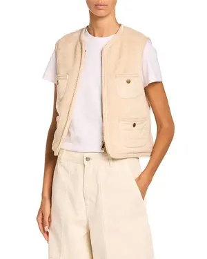 Moncler Braided Trim Teddy Down Vest - Cream