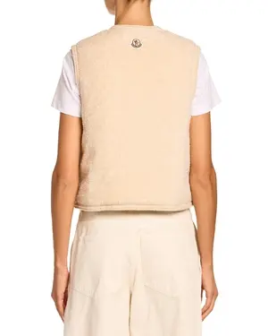 Moncler Braided Trim Teddy Down Vest - Cream