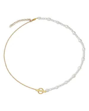 MOON & MEADOW 14k Yellow Freshwater Pearl Toggle Necklace - Gold