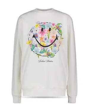 Joshua Sanders Flower Smile Crew Sweatshirt - Cream