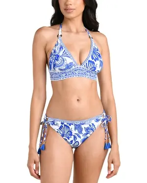 La Blanca Botanical Brocade Hipster Bikini Bottom - Lapis