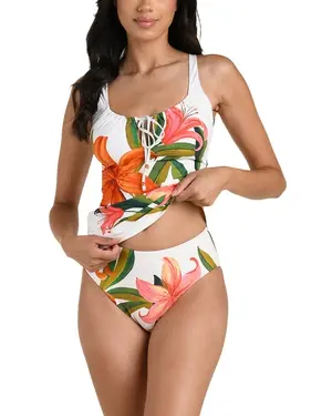 La Blanca Jungle Blossoms Mid-rise Bikini Bottom - Multi