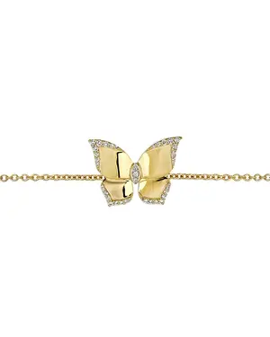 Piranesi 18k Yellow Butterfly Diamond Chain Bracelet - Gold