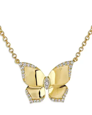 Piranesi 18k Yellow Butterfly Diamond Pendant Necklace - Gold