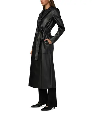 Joe's Jeans Faux Leather Tie Detailed Coat