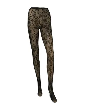 HIGH HEEL JUNGLE Venise Lace Fishnet Tights - Black