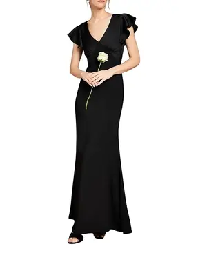 Coast V-neck Angel Sleeve Maxi Dress - Black