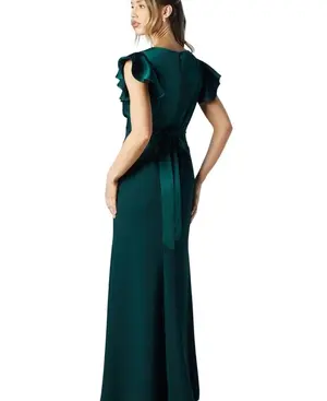 Coast V-neck Angel Sleeve Maxi Dress - Emerald