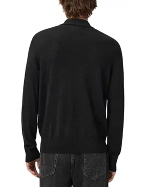 ALLSAINTS Albany Quarter Zip Polo Sweater - Cinder Black
