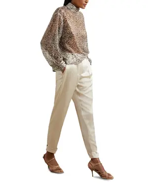 REISS Sienna Embellished High-neck Top