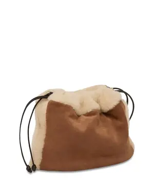 Strathberry Charlotte Midi Suede & Shearling Shoulder Bag