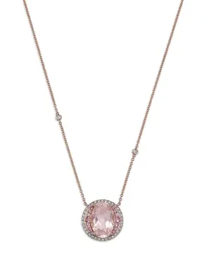 Bloomingdale'S Rose Quartz, Pink Sapphire & Diamond Pendant Necklace - Rose Gold