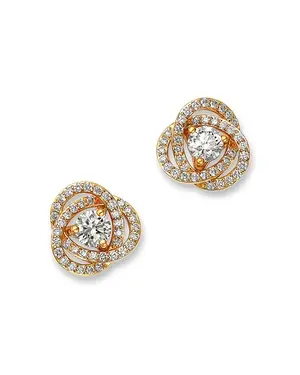 Bloomingdale'S 18k Yellow 0.82 Tcw Diamond Love Knot Stud Earrings - Gold