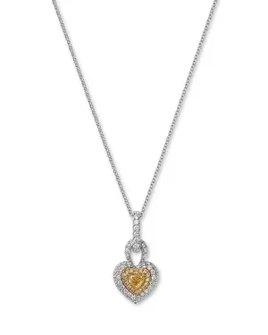 Bloomingdale'S Diamond Heart Pendant Necklace - Yellow/white